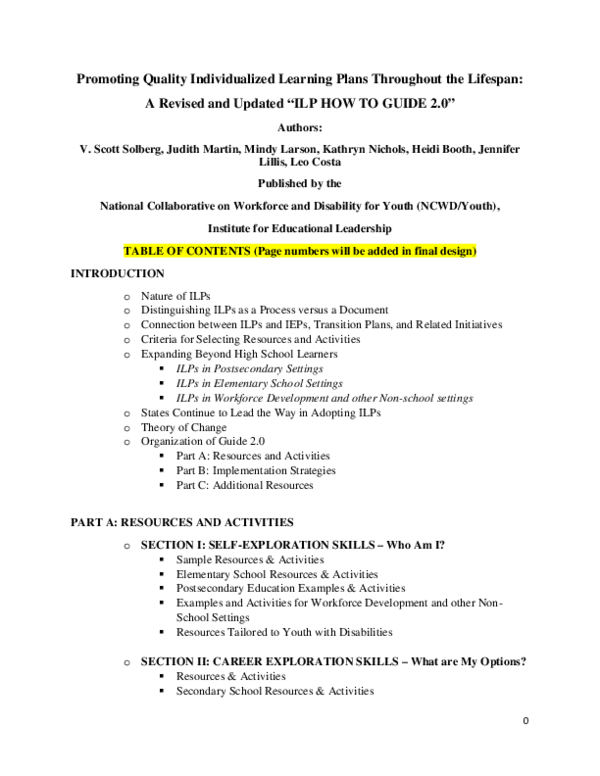 (PDF) Promoting quality individualized learning plans throughout the ...