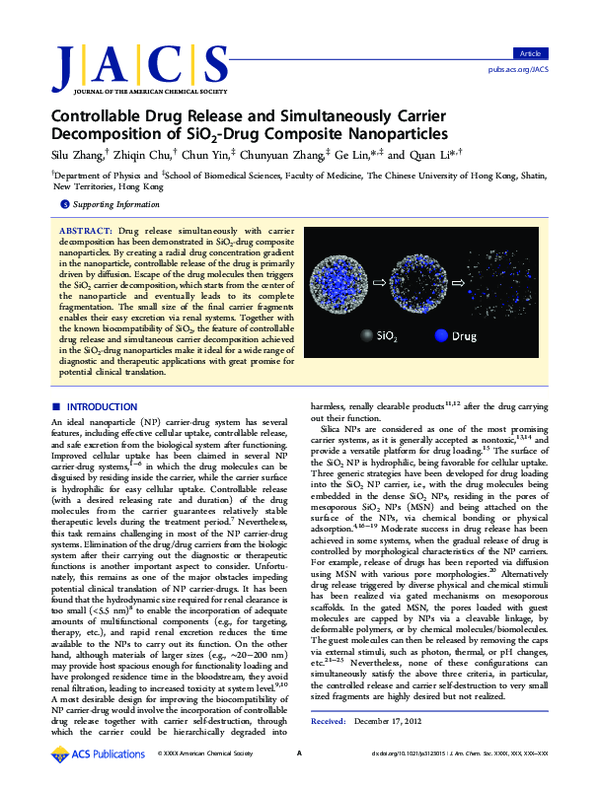 (PDF) Controllable Drug Release and Simultaneously Carrier ...