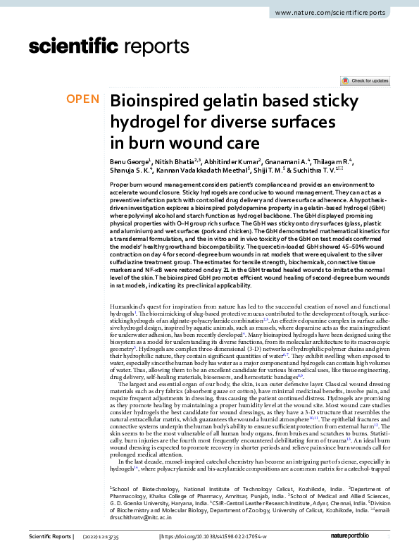 (PDF) Bioinspired gelatin based sticky hydrogel for diverse surfaces in ...