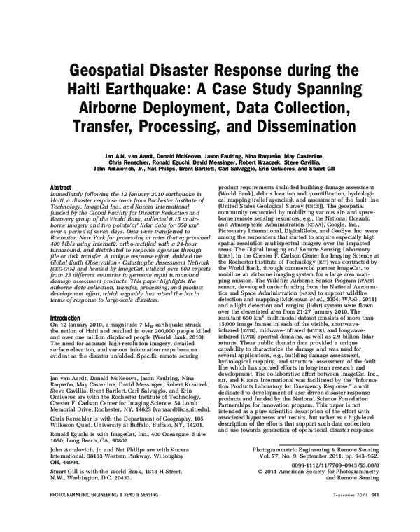 (PDF) Geospatial Disaster Response during the Haiti Earthquake: A Case Study Spanning Airborne ...