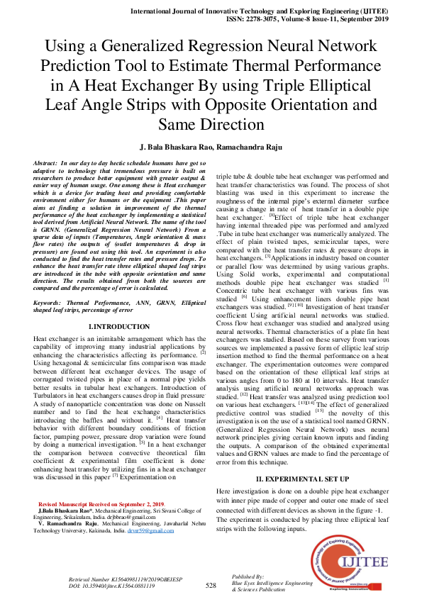 (PDF) Using a Generalized Regression Neural Network Prediction Tool to Estimate Thermal ...