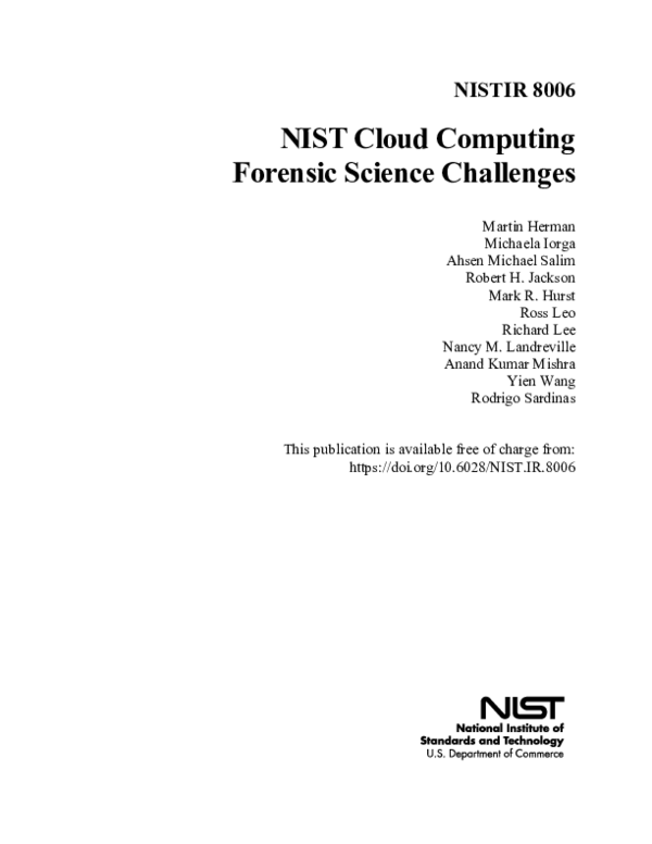 (PDF) NIST cloud computing forensic science challenges