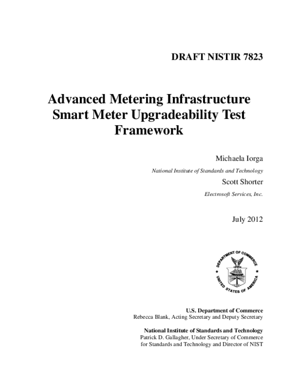 Pdf Advanced Metering Infrastructure Smart Meter Upgradeability Test Framework
