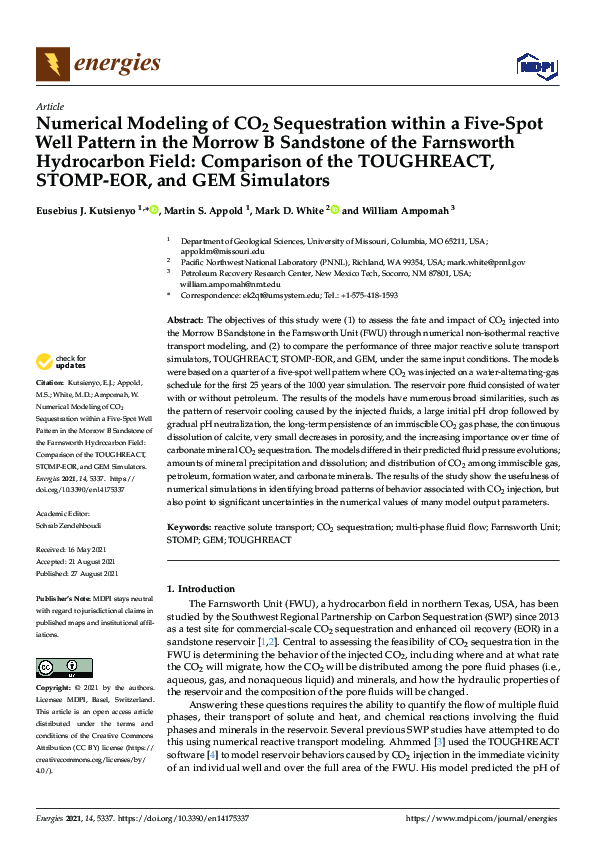 (PDF) CO2 Sequestration Modeling in Morrow B Sandstone