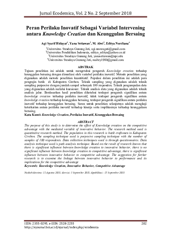(PDF) Peran Perilaku Inovatif Sebagai Variabel Intervening antara ...