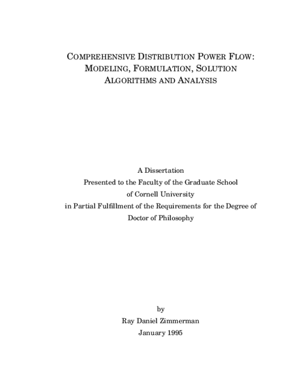 Pdf Comprehensive Distribution Power Flow Modeling Formulation Solution Algorithms And