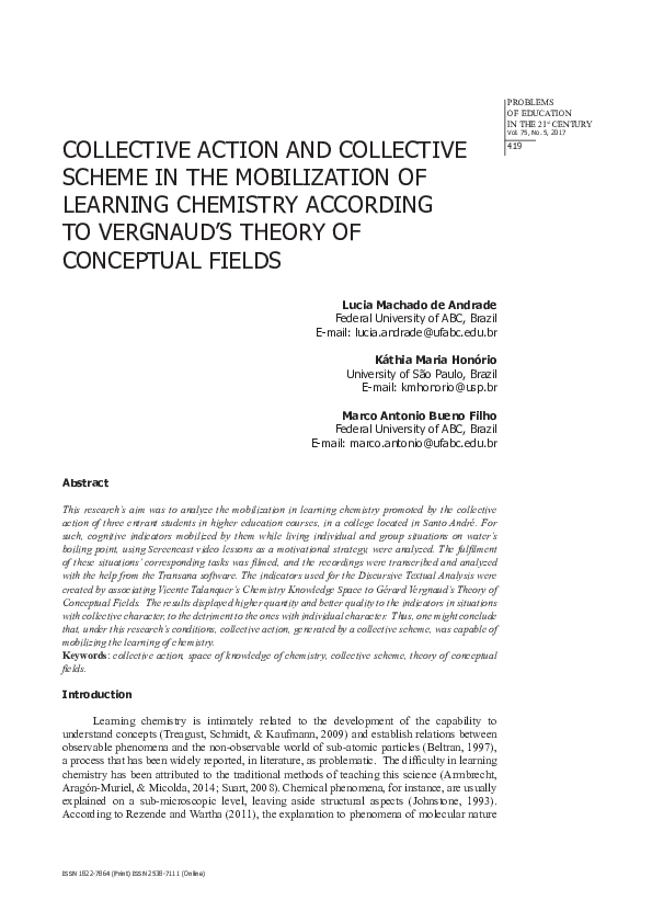 (PDF) Collective Action and Collective Scheme in the Mobilization of Learning Chemistry ...