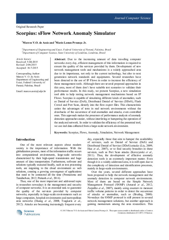 (PDF) Scorpius: sFlow Network Anomaly Simulator