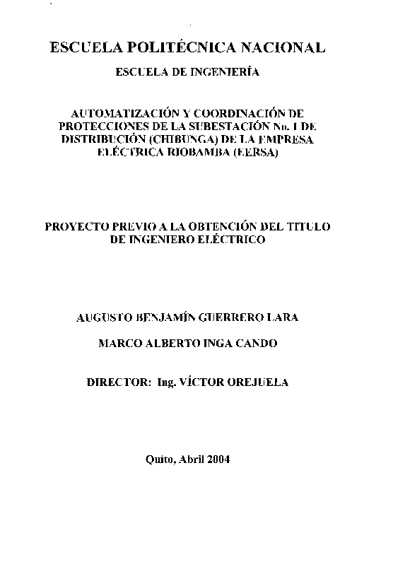 (PDF) Automatización y coordinación de protecciones de la S/EN 1 de ...