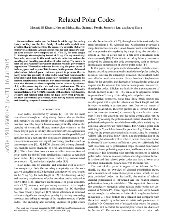 (PDF) Relaxed Polar Codes