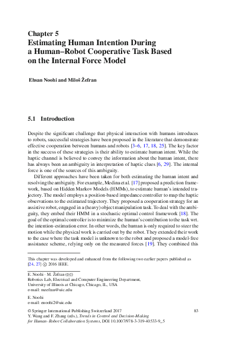 (PDF) Estimating Human Intention During a Human–Robot Cooperative Task ...