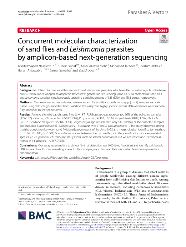 Pdf Concurrent Molecular Characterization Of Sand Flies And