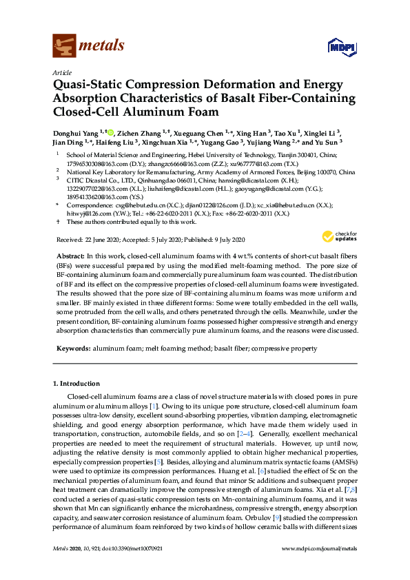 (PDF) Quasi-Static Compression Deformation and Energy Absorption ...