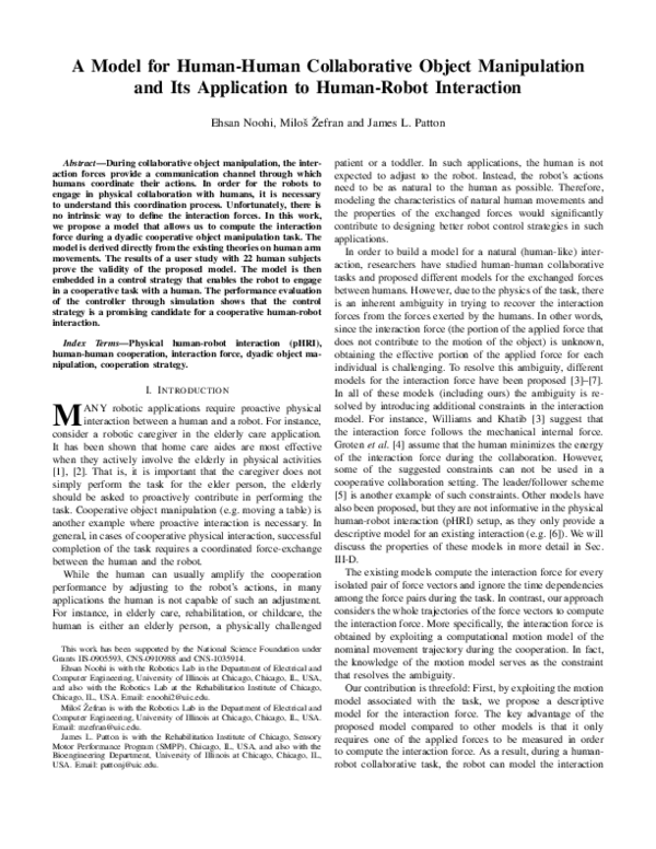(PDF) A Model for Human–Human Collaborative Object Manipulation and Its ...