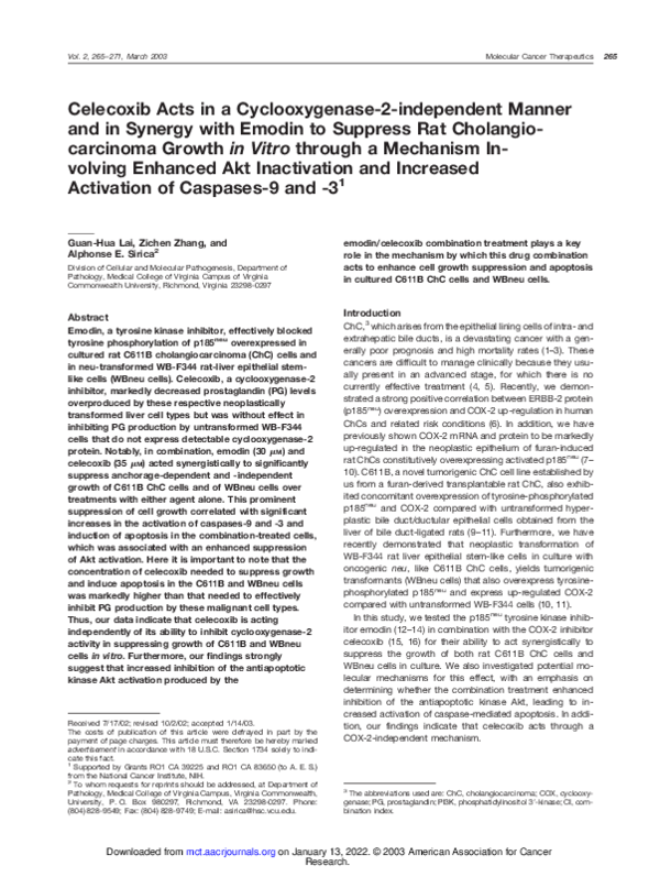 (PDF) Celecoxib acts in a cyclooxygenase-2-independent manner and in ...