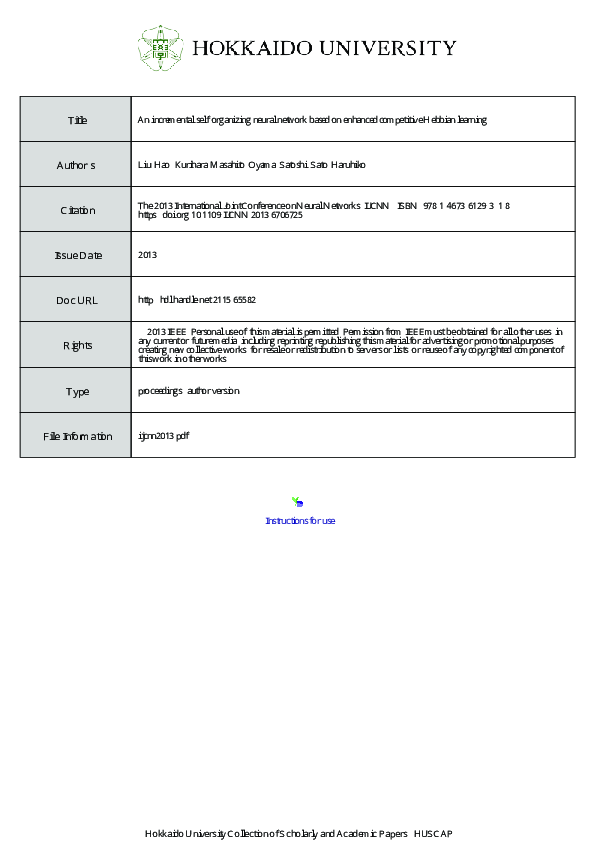 Pdf An Incremental Self Organizing Neural Network Based On Enhanced
