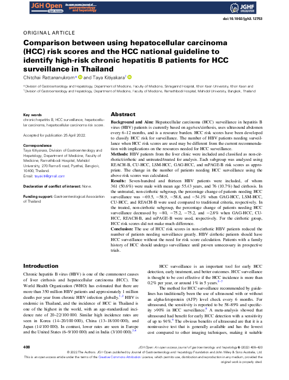 (PDF) Comparison between using hepatocellular carcinoma ( HCC ) risk ...