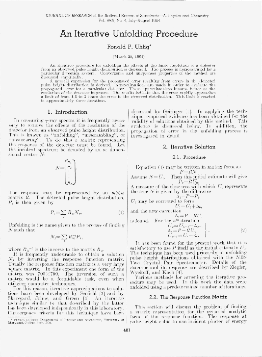 (PDF) An iterative unfolding procedure