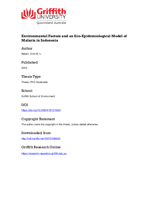 (PDF) Environmental Factors and an Eco-Epidemiological Model of Malaria ...