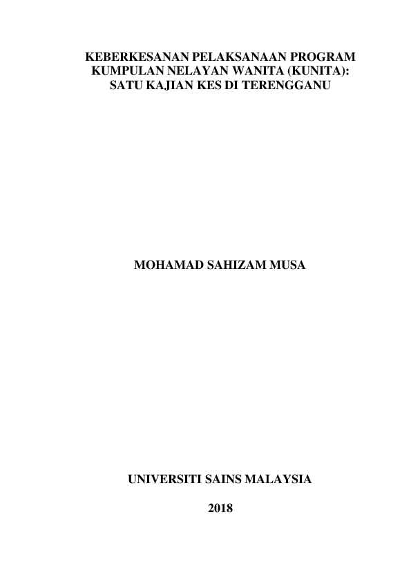 (PDF) Keberkesanan Pelaksanaan Program Kumpulan Nelayan Wanita (Kunita): Satu Kajian Kes Di ...