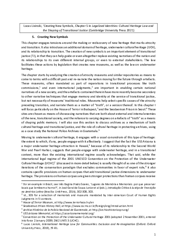 (PDF) Lucas Lixinski, 'Creating New Symbols, Chapter 5 in Legalized ...