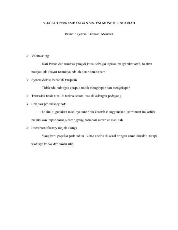 (DOC) Sejarah Perkembangan Sistem Moneter Syariah