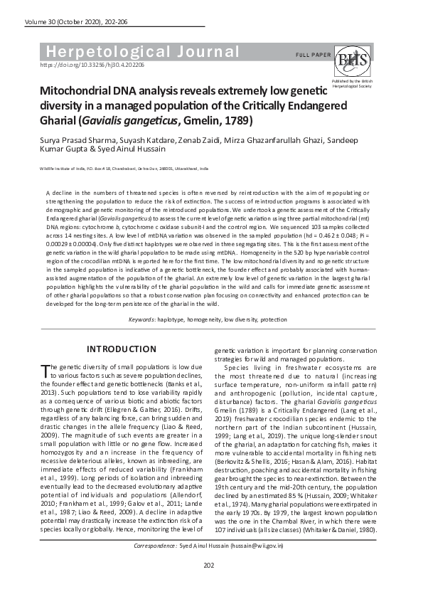 (PDF) Coincidence of low genetic diversity and increasing population ...