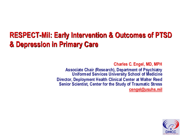 (PDF) RESPECT-Mil: Early Intervention & Outcomes Of PTSD & Depression ...