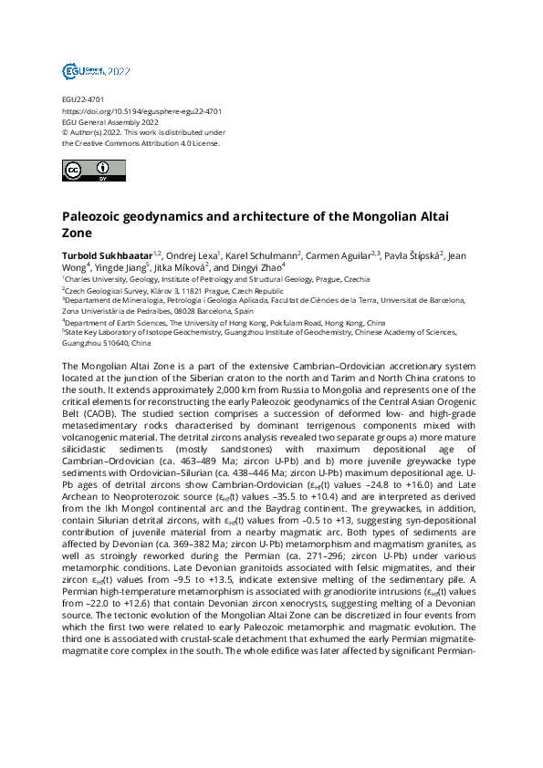 (PDF) Paleozoic geodynamics and architecture of the Mongolian Altai Zone