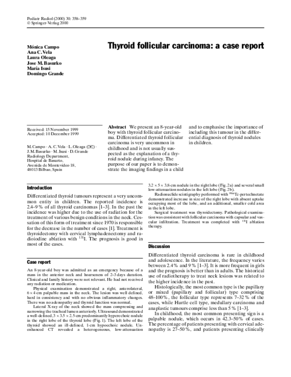 Pdf Thyroid Follicular Carcinoma A Case Report L Oleaga
