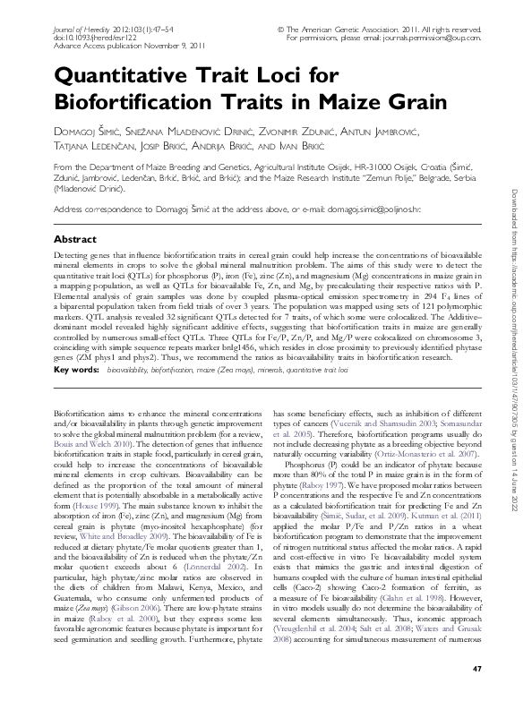 Pdf Qtls For Biofortification In Maize Grain
