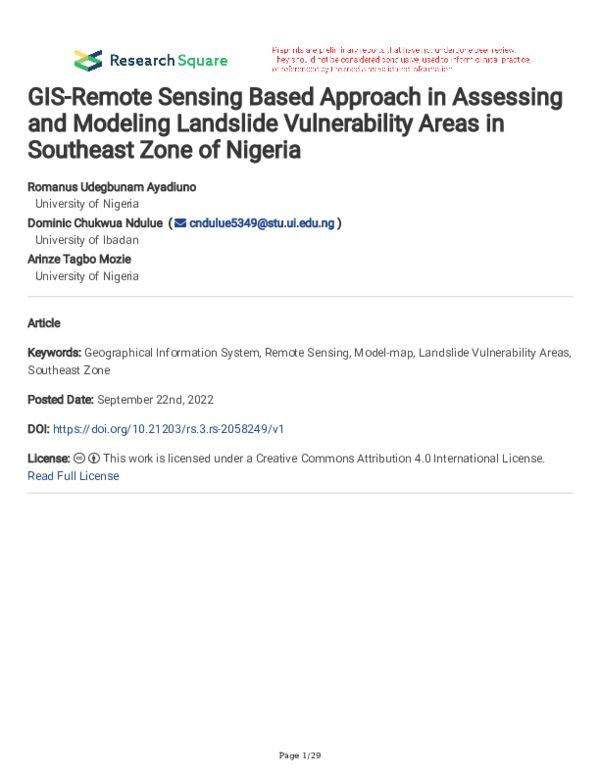 Pdf Gis Remote Sensing Based Approach In Assessing And Modeling