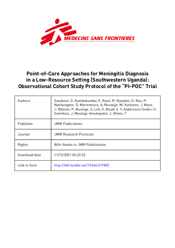 (PDF) Point-of-care approaches for meningitis diagnosis in a low-resource setting - The “PI-POC ...