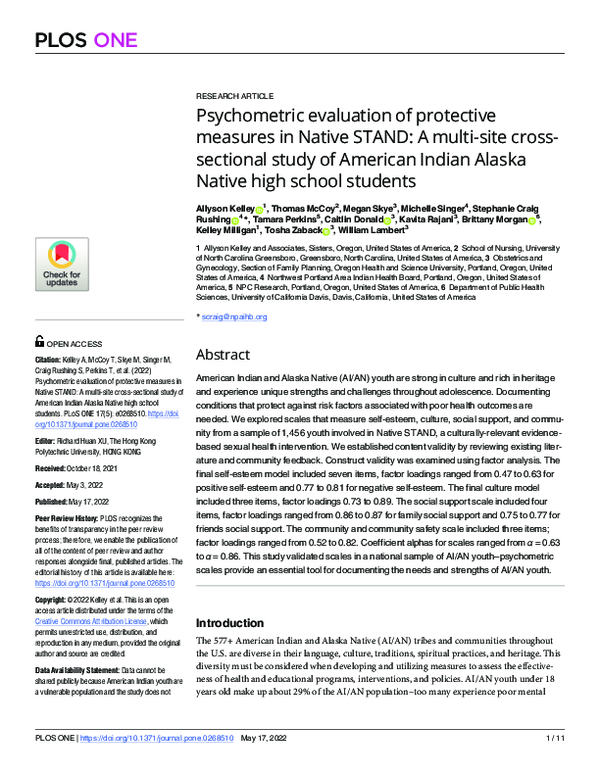 (PDF) Psychometric evaluation of protective measures in Native STAND: A multi-site cross ...