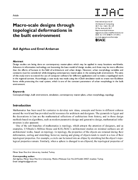 Pdf Macro Scale Designs Through Topological Deformations In The Built Environment