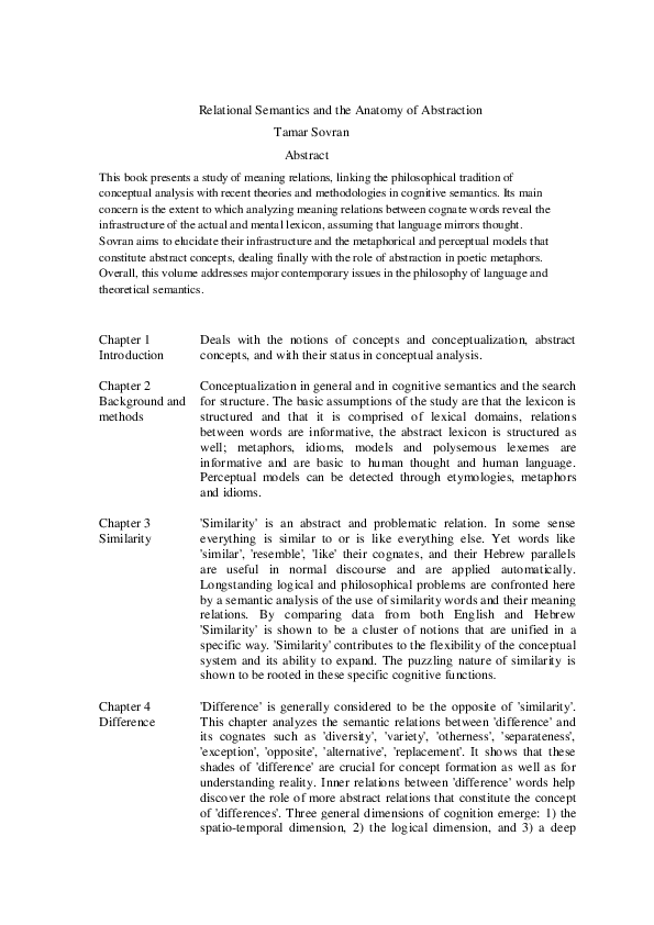 Pdf Relational Semantics And The Anatomy Of Abstraction By Tamar Sovran Language Arts 