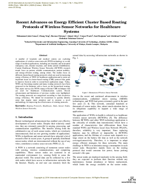 (PDF) Recent Advances on Energy Efficient Cluster Based Routing Protocols of Wireless Sensor ...