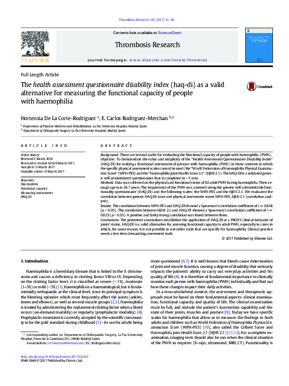 (PDF) The health assessment questionnaire disability index and scleroderma health assessment ...