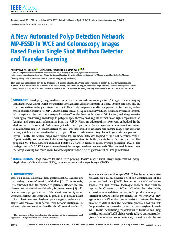 (PDF) A New Automated Polyp Detection Network MP-FSSD in WCE and Colonoscopy Images Based Fusion ...