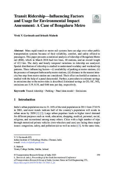 (PDF) Transit Ridership—Influencing Factors and Usage for Environmental ...