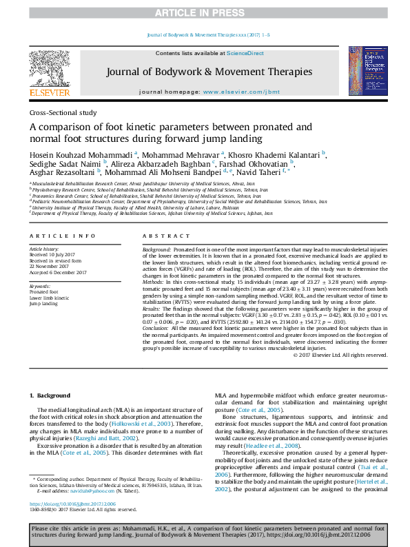 (PDF) A comparison of foot kinetic parameters between pronated and ...