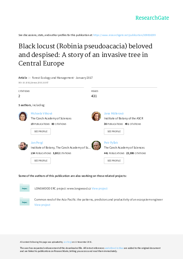 (PDF) Black locust (Robinia pseudoacacia) beloved and despised: A story ...