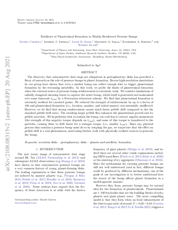 (PDF) Resilience of Planetesimal Formation in Weakly Reinforced ...