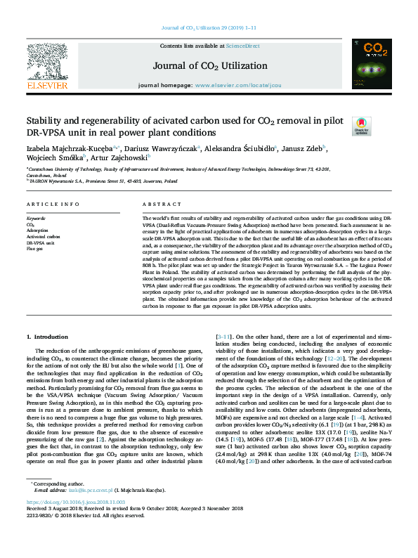 (PDF) Stability and regenerability of acivated carbon used for CO2 ...