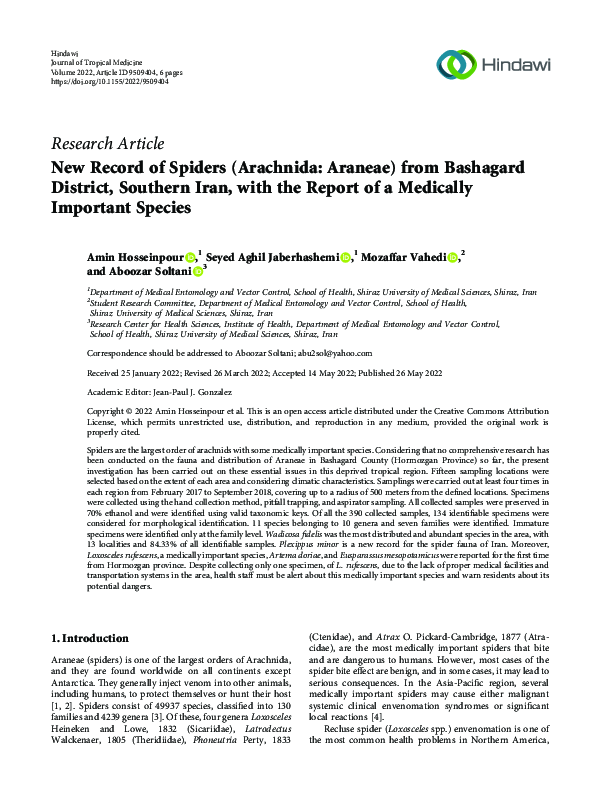 (PDF) New Record of Spiders (Arachnida: Araneae) from Bashagard ...