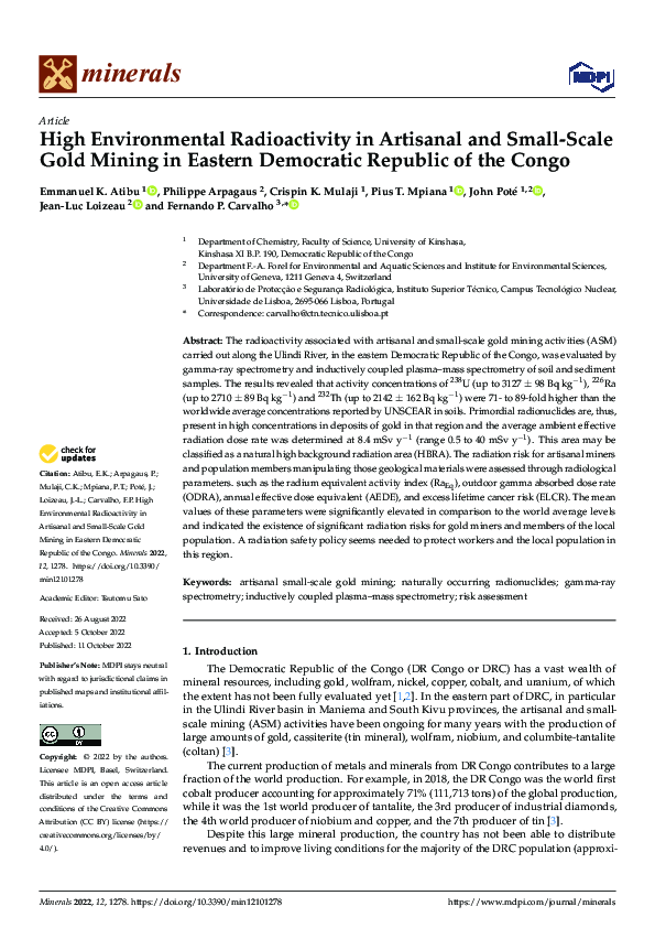 (PDF) High Environmental Radioactivity in Artisanal and Small-Scale Gold Mining in Eastern ...