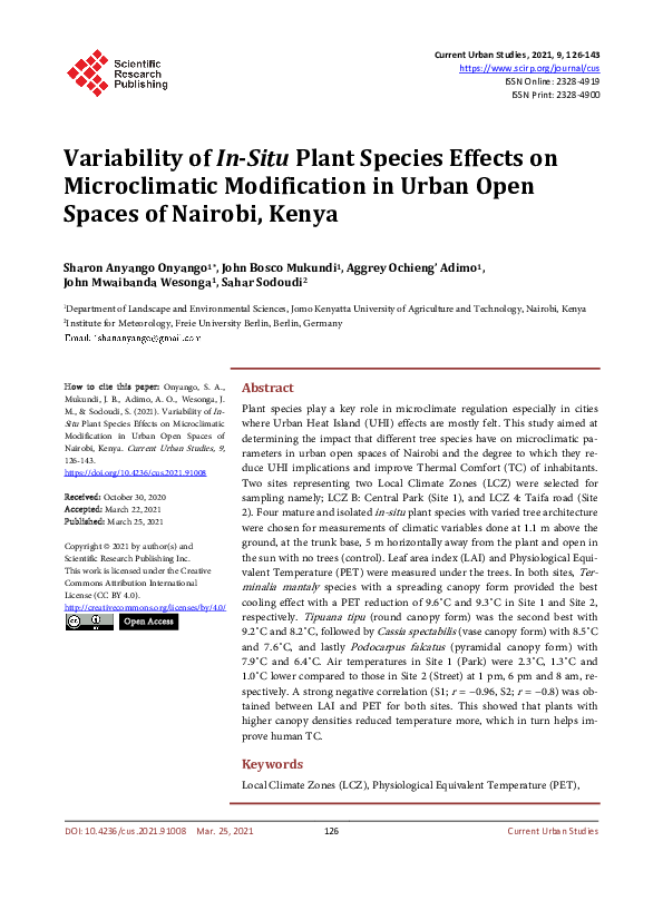 (PDF) Variability of In-Situ Plant Species Effects on Microclimatic ...