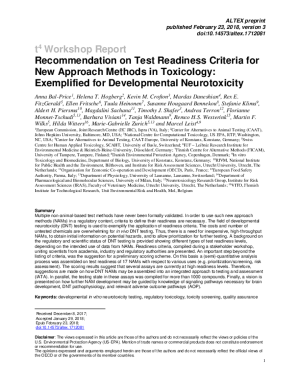 (PDF) Recommendation on test readiness criteria for new approach ...