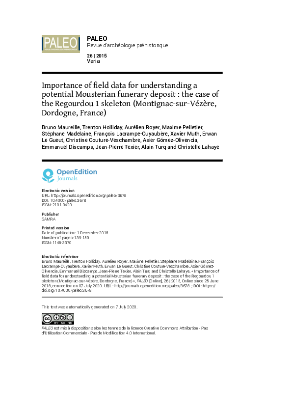 (PDF) Importance of field data for understanding a potential Mousterian ...