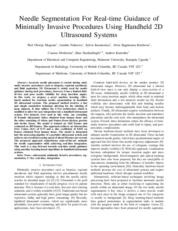 (PDF) Needle Segmentation For Real-time Guidance of Minimally Invasive ...